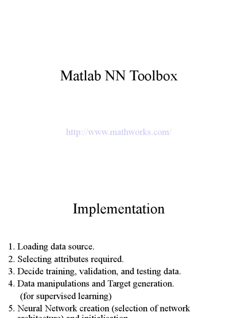 Matlab NN Toolbox | PDF | Matlab | Scientific Modeling