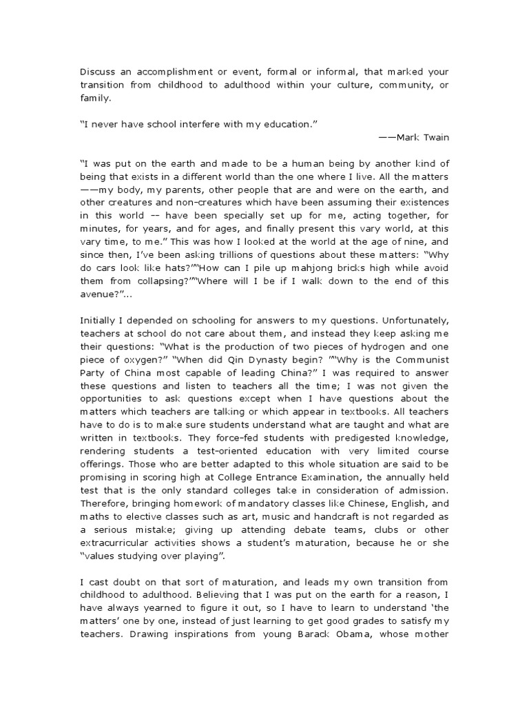 Sample Cornell Student Personal Statement | PDF | Education In The ...