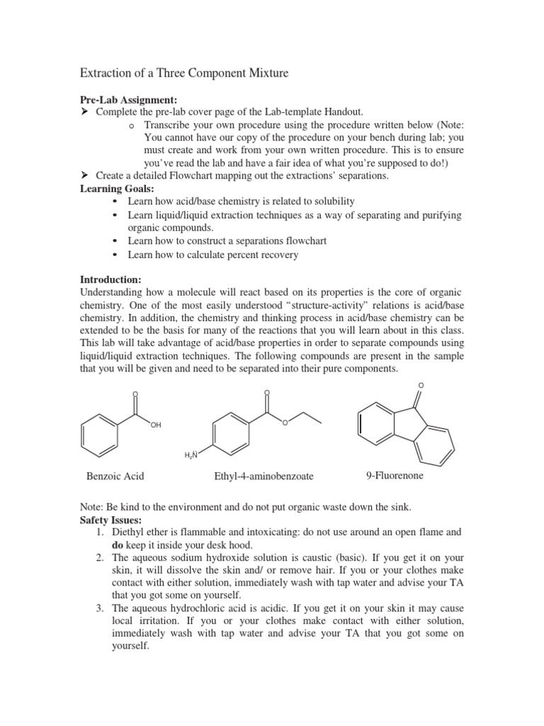 Extraction of A Three Component Mixture-750mg | PDF | Acid Dissociation Constant | Filtration