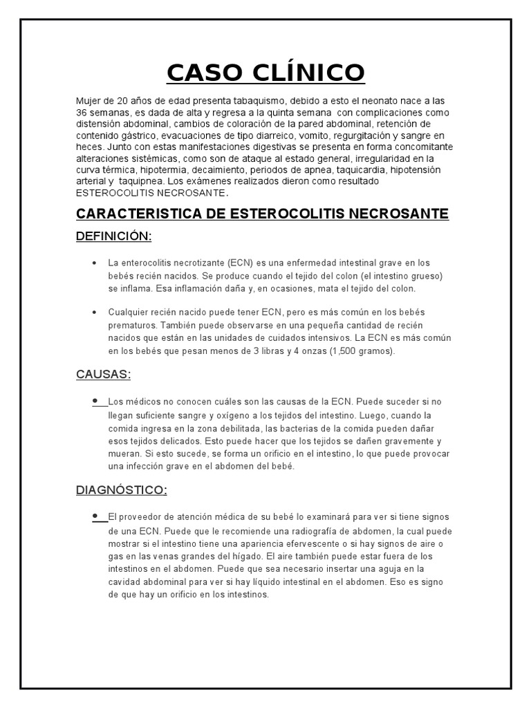 Caso Clinico Prematuro | PDF | Abdomen | Enfermedades y trastornos Caso Clinico Prematuro | PDF | Abdomen | Enfermedades y trastornos