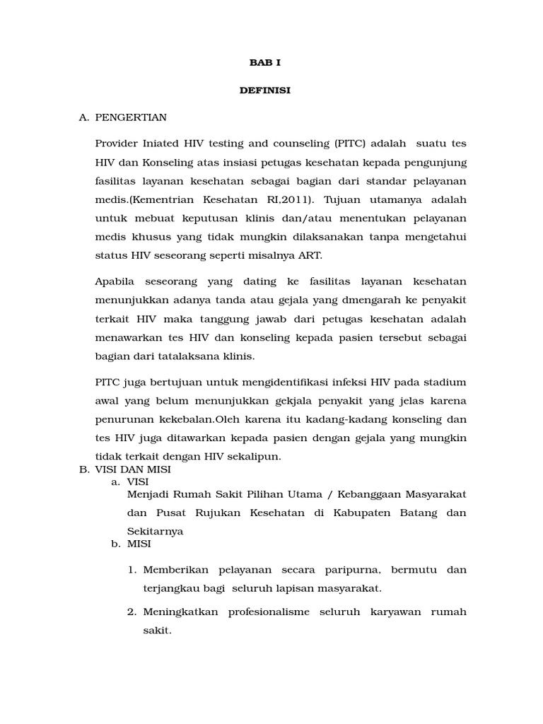 Panduan PITC dan VCT di RS Batang | PDF