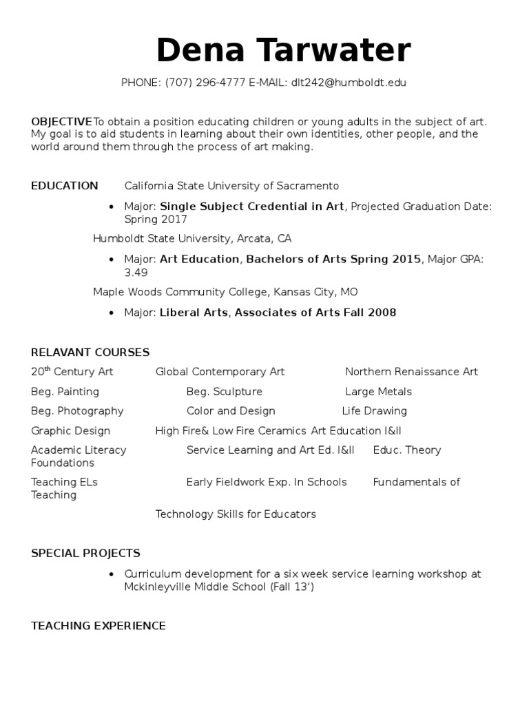 Professional Resume Handout | PDF | Visual Arts Education | Traditions