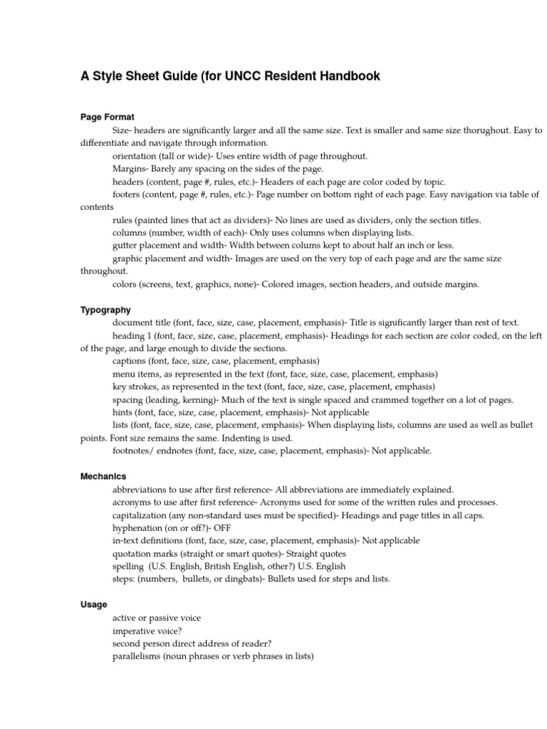 Style Sheet Guide 3 | PDF | Typefaces | Printing