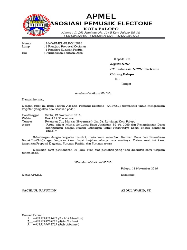 Surat Permohonan Bantuan Dana - Perusahaan | PDF