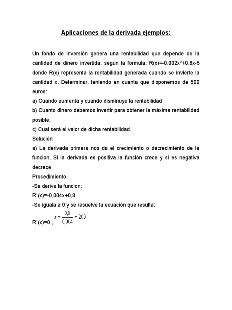Aplicaciones de La Derivada Ejemplos | PDF | Derivado | Velocidad