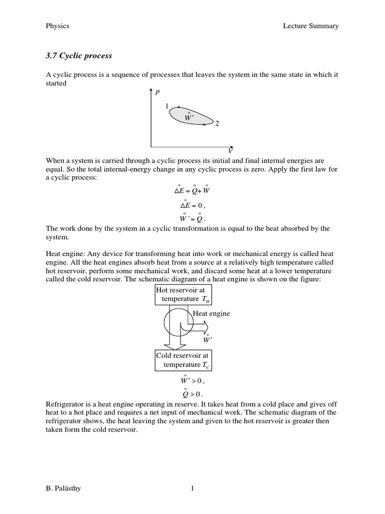 Cyclic Process Second Law Engines | PDF | Heat | Second Law Of ...