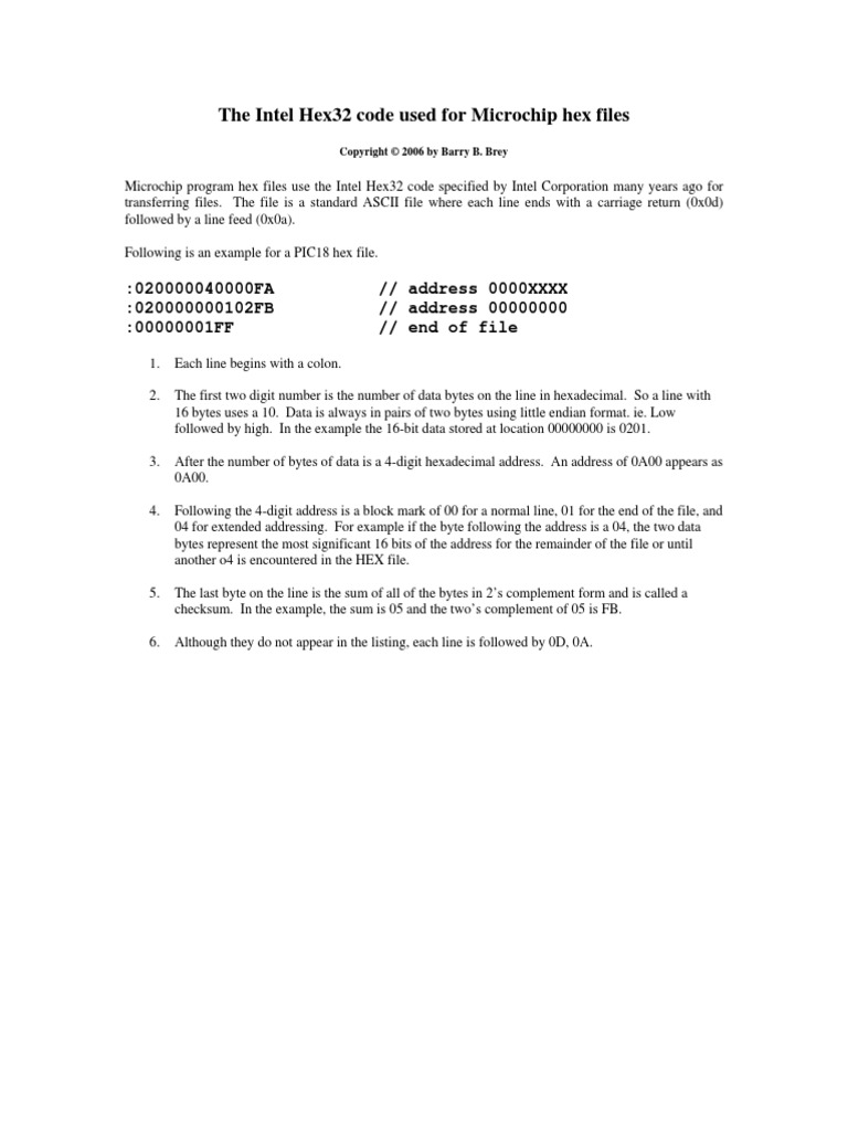 The Intel Hex32 Code Used For Microchip Hex Files | PDF