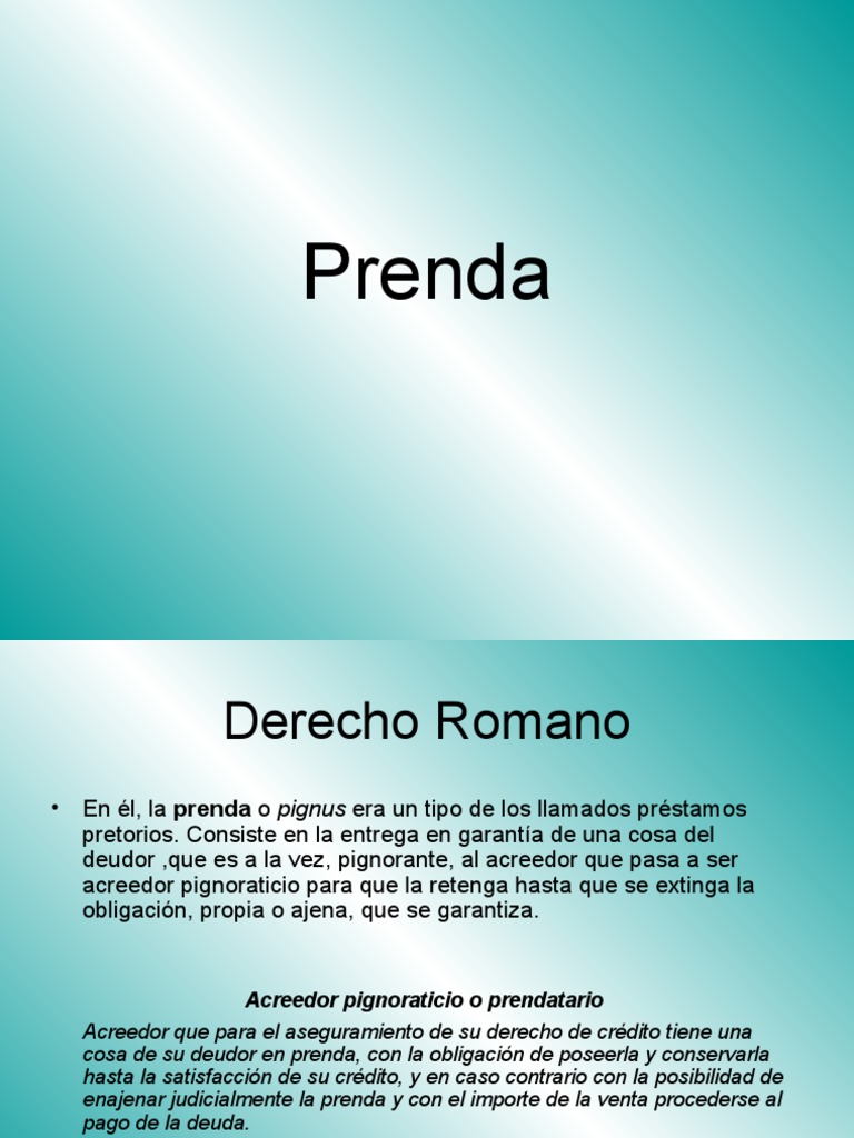 Definición y Regulación de la Prenda | PDF | Pagos | Estatuto de ...