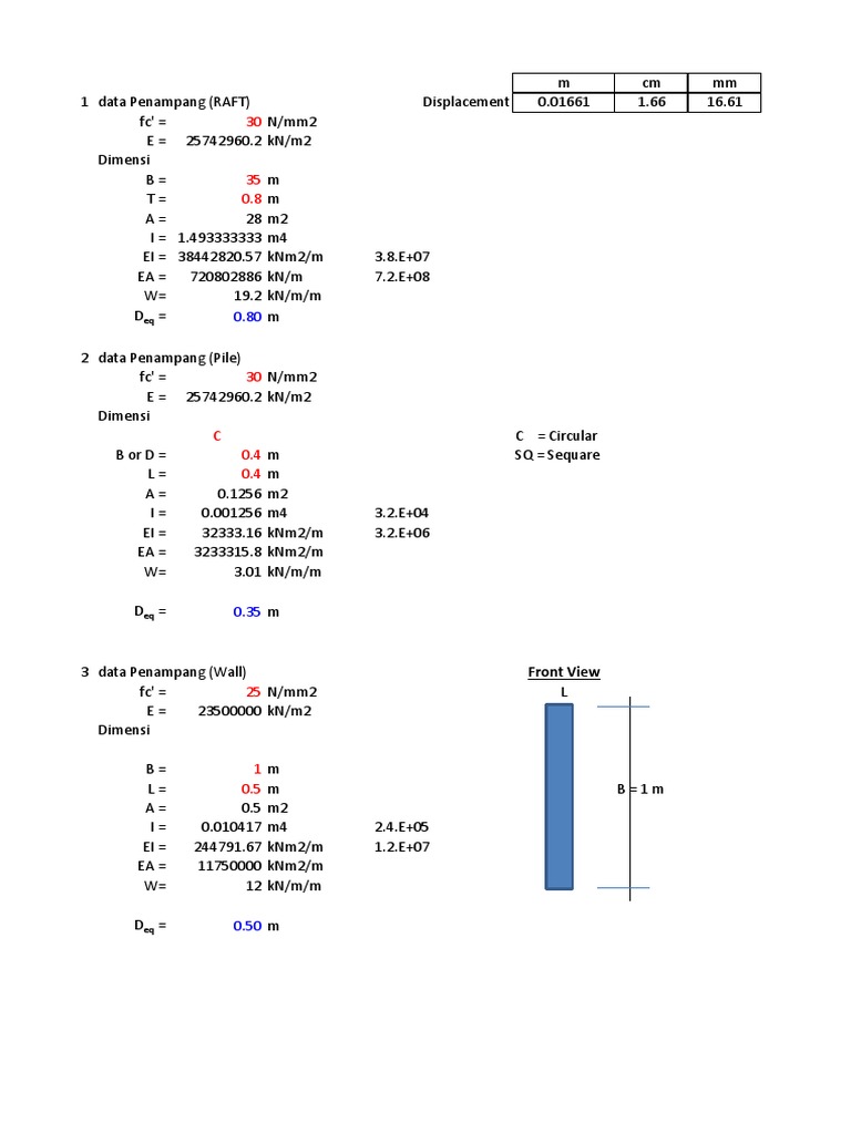 Perhitungan EA Dan EI Untuk Input Ke PLAXIS | PDF