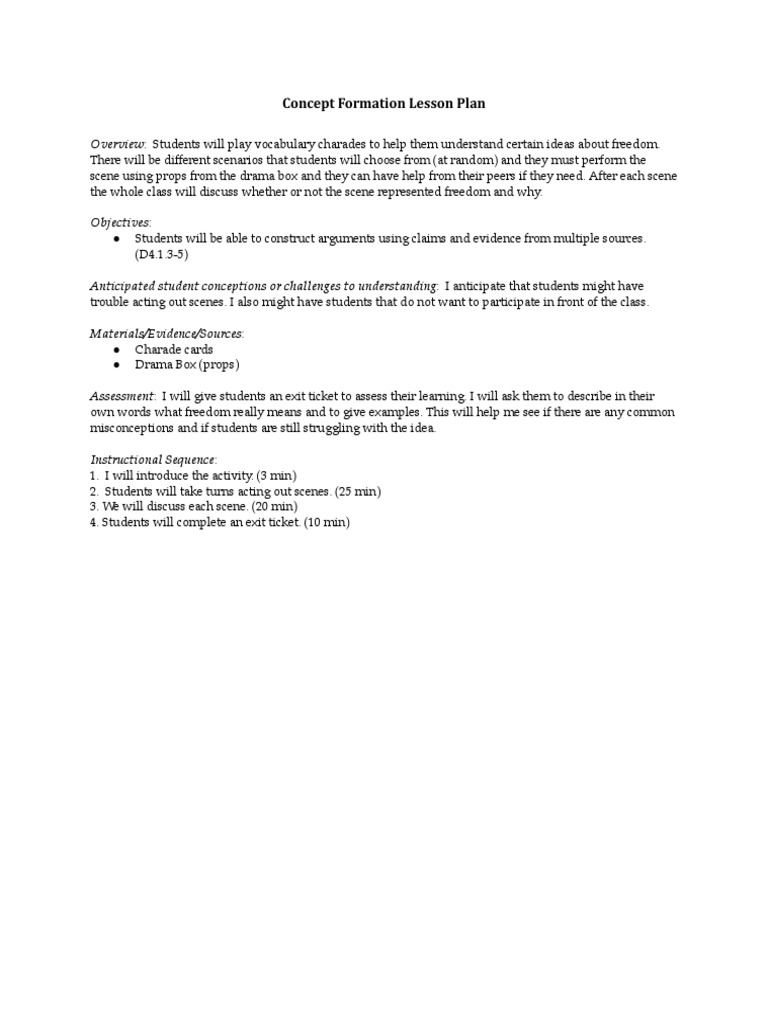 Concept Formation Lesson Plan | PDF | Career & Growth | Science ...