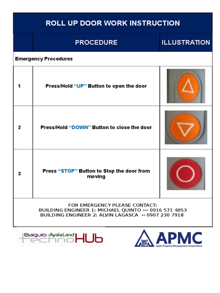 Roll Up Door Work Instruction | PDF