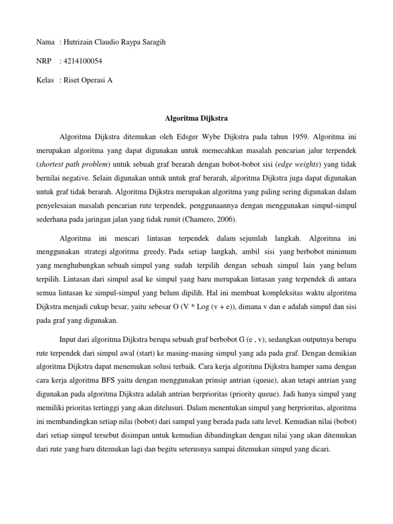 RUTE TERPENDEK DENGAN ALGORITMA DIJKSTRA | PDF