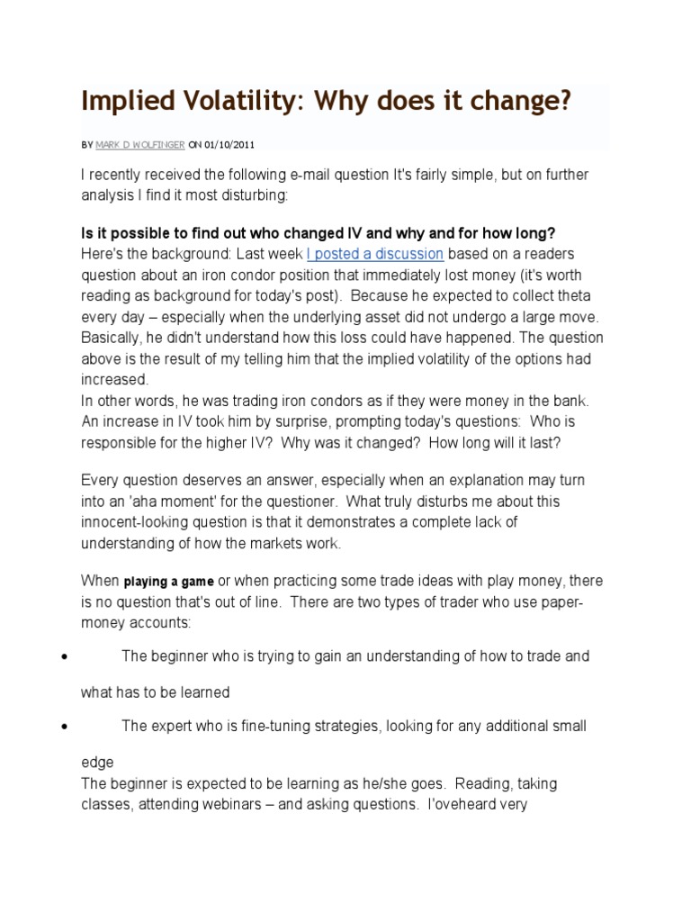 Implied Volatility | PDF | Moneyness | Implied Volatility