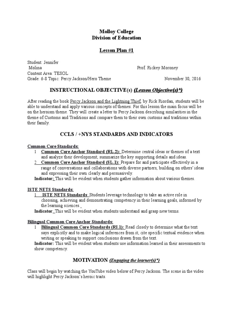 Hero Lesson Plan Final | Download Free PDF | Hero | Common Core State ...