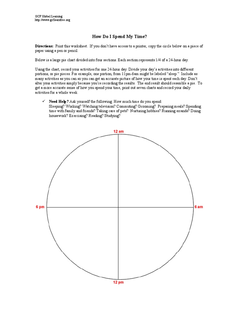 How Do I Spend My Time - Worksheet PDF | PDF