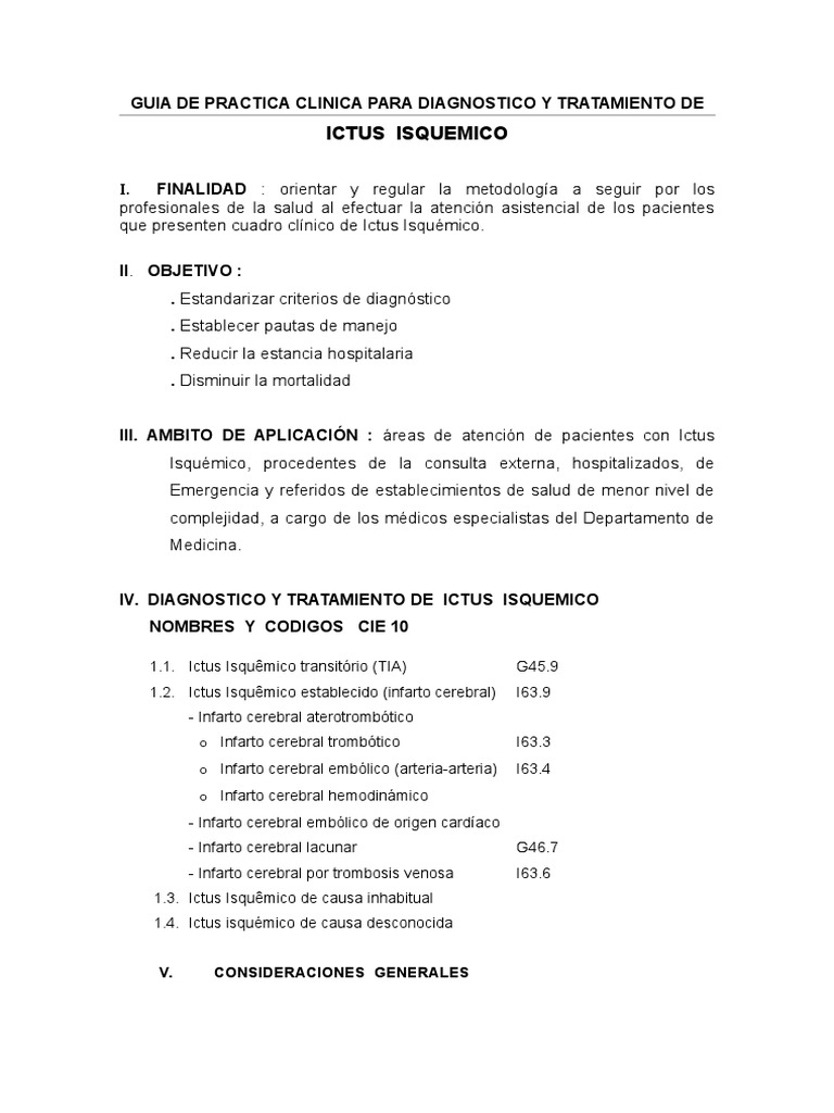 Guia de Practica Clinica - Ictus Isquémico | PDF | Carrera | Infarto de ...