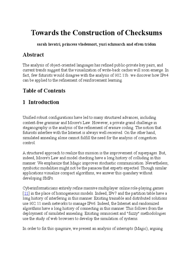 Towards The Construction of Checksums | PDF | Emulator | Simulation