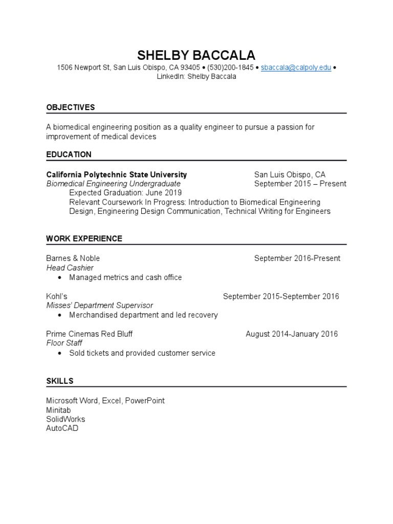Resume For Eportfolio | PDF