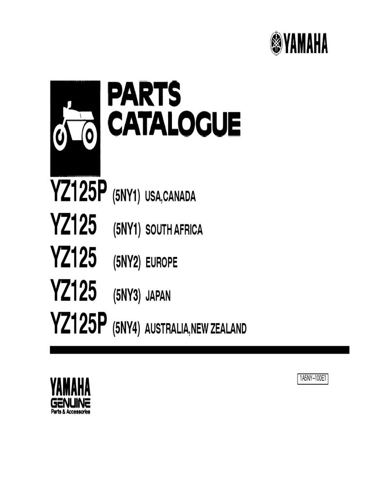 Yamaha YZ125 Parts Catalogue | PDF | Screw | Vehicle Parts
