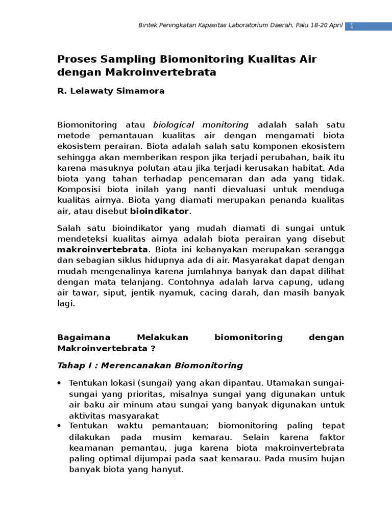 1-Panduan Tahapan Sampling Biomonitoring | PDF | Sains & Matematika