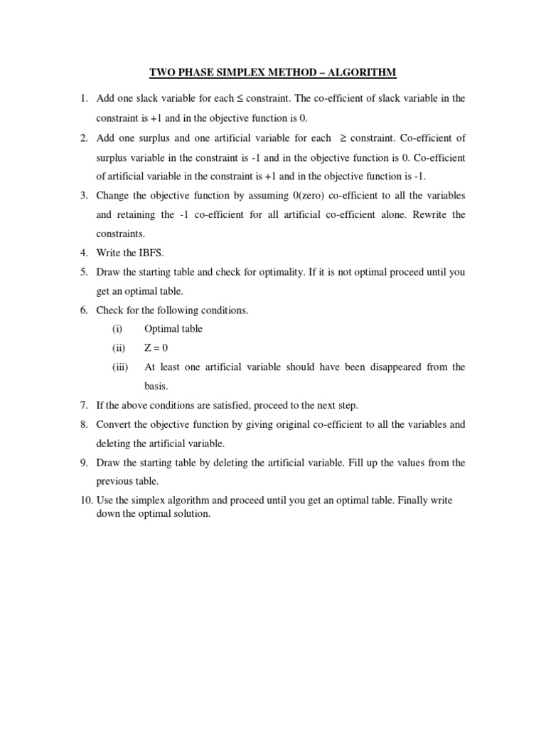 Two Phase Simplex Algorithm Pdf 