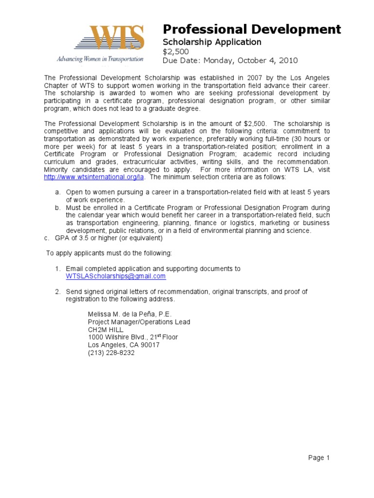 2010 Professional Development Application | PDF | Postgraduate ...