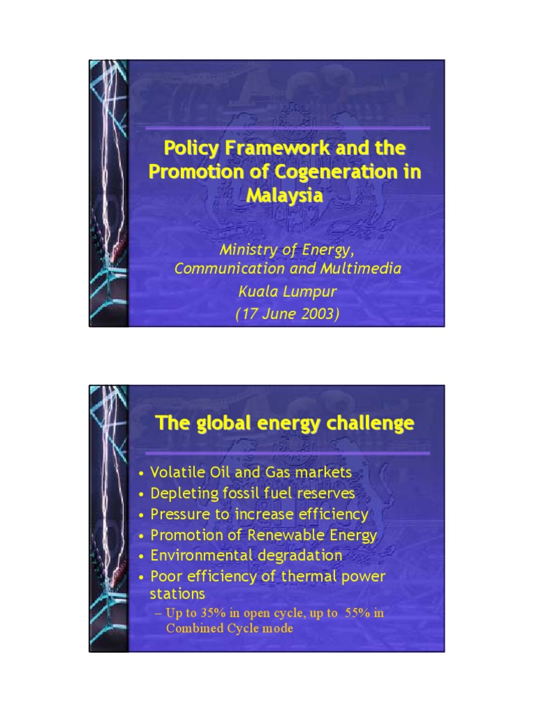Policy Framework and The Promotion of Cogeneration in Malaysia | PDF | Cogeneration | Electrical ...