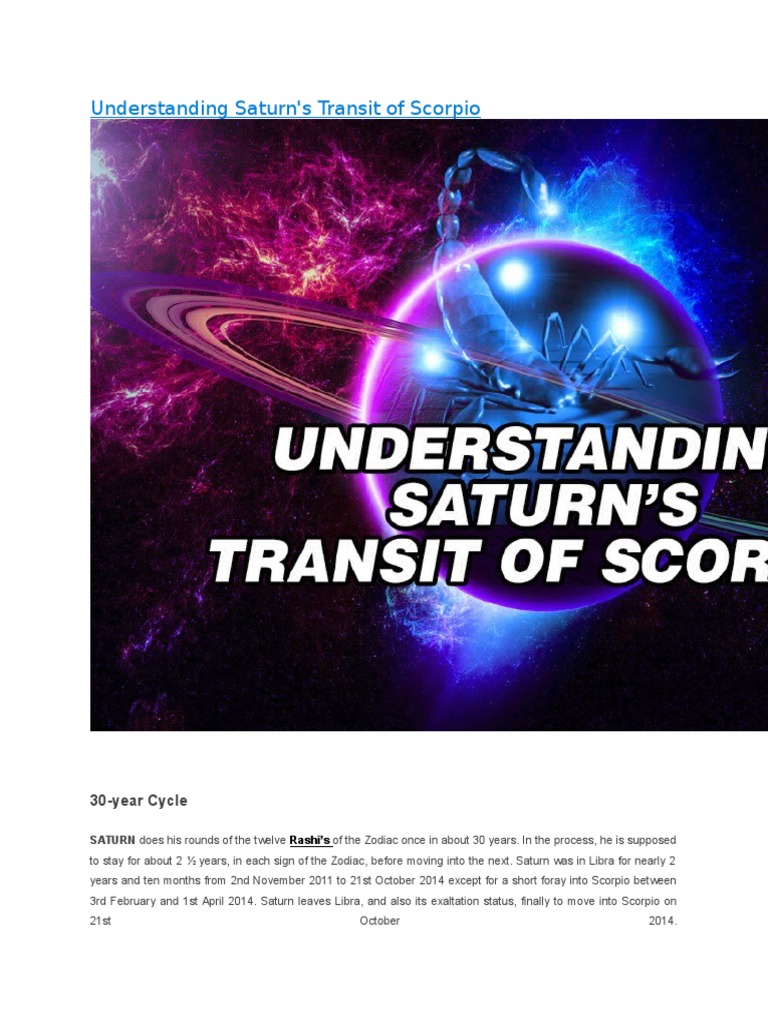 Understanding Saturn's Transit of Scorpio: 30-Year Cycle | PDF ...