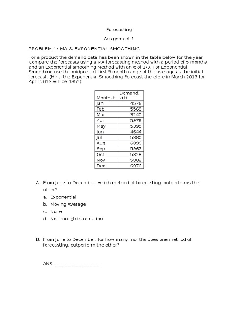 Forecasting Assignment 1 | PDF | Forecasting | Teaching Mathematics
