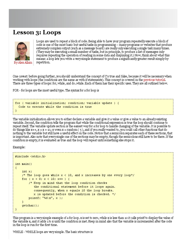 For, While and Do While Loops in C - Cprogramming | PDF | Control Flow | Software Engineering