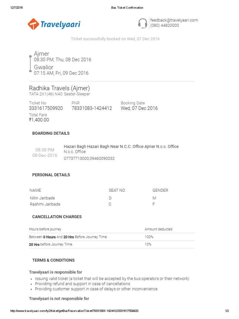 Bus Ticket Confirmation Details | PDF | Ticket (Admission) | Identity ...
