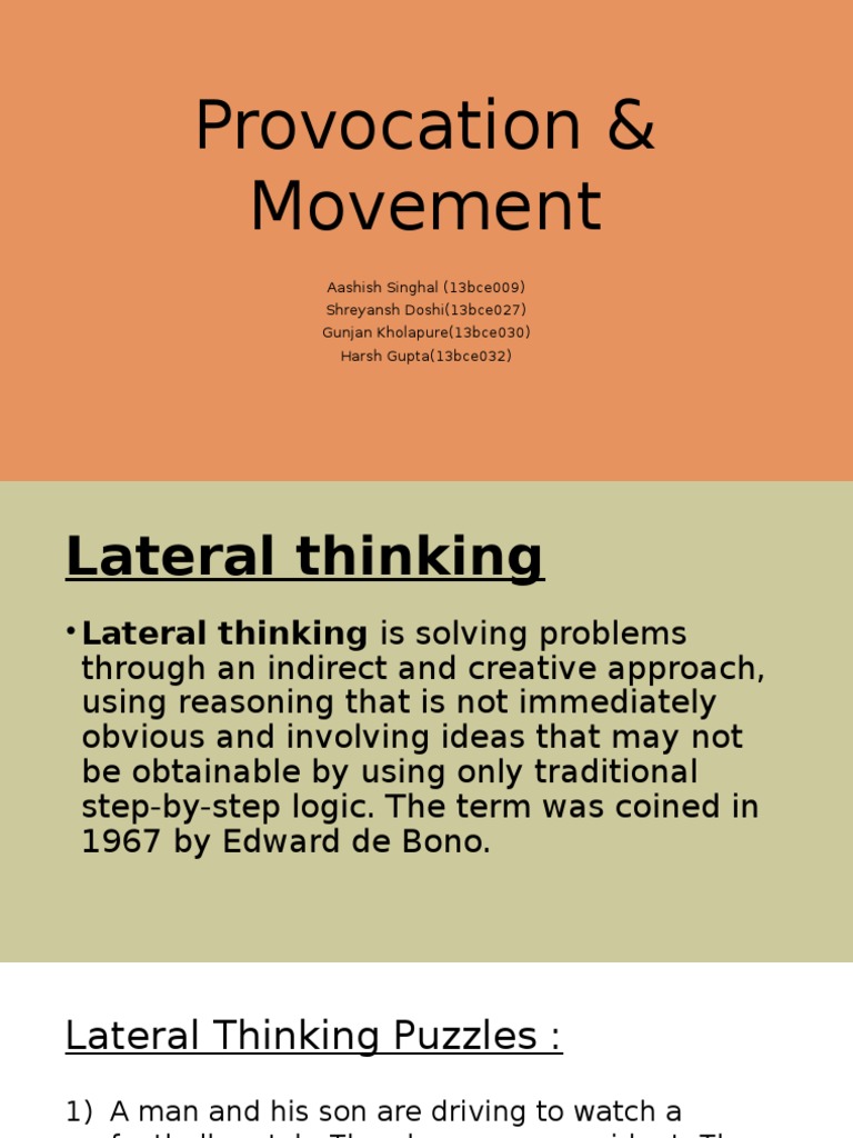 Provocation Techniques in Lateral Thinking | PDF | Thought | Cigarette