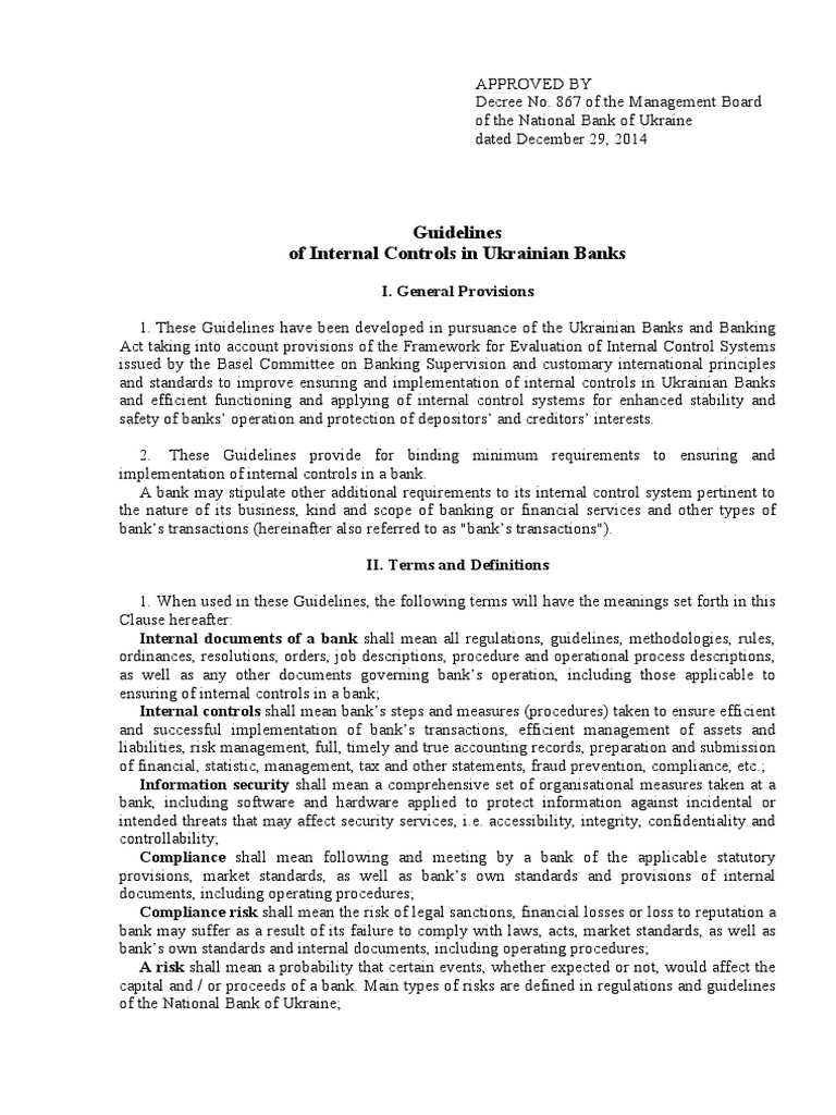 Bank Internal Control | PDF | Banks | Loans