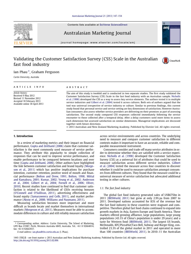 Validating The Customer Satisfaction Survey (CSS) Scale in The ...