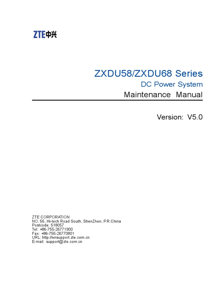 ZXDU58&ZXDU68 Series (V5.0) DC Power System Maintenance Manual - V.1.0 ...