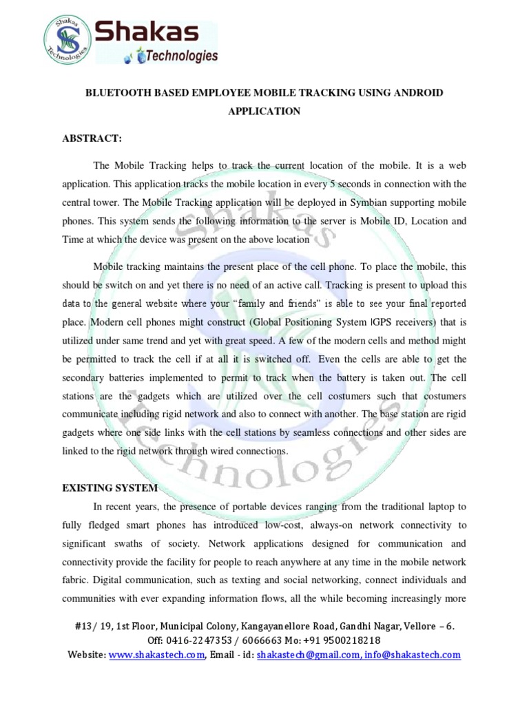 Bluetooth Based Employee Mobile Tracking Using Android Application | PDF | Mobile Phones ...