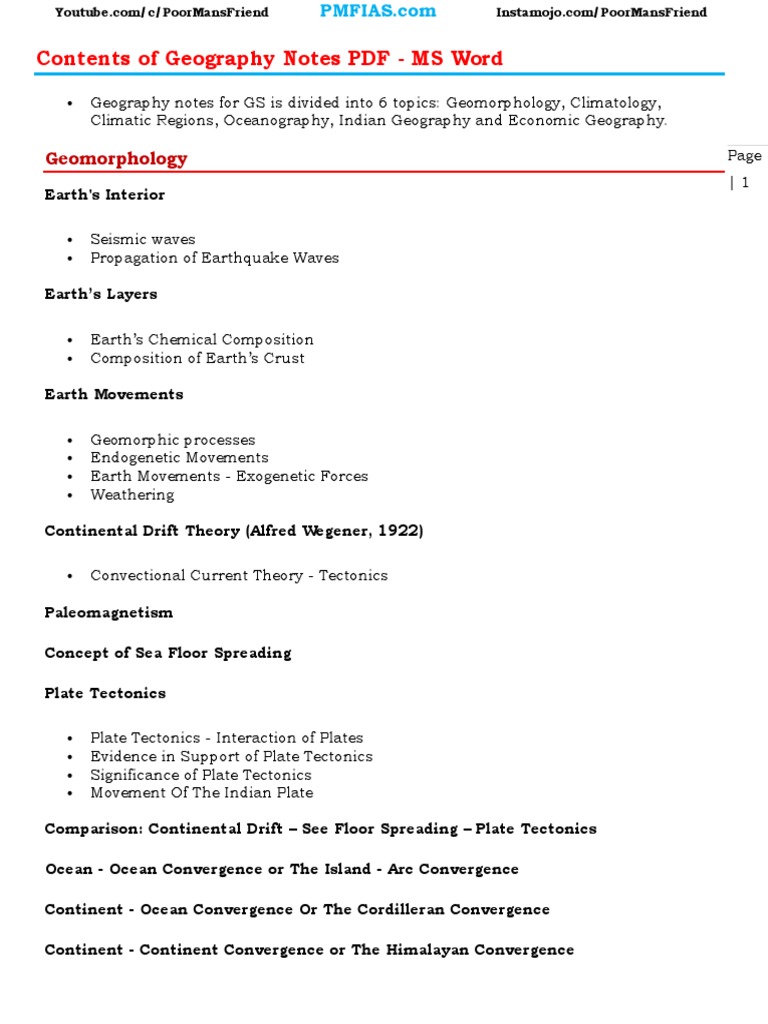 Comprehensive Geography Notes PDF | PDF | Science & Mathematics