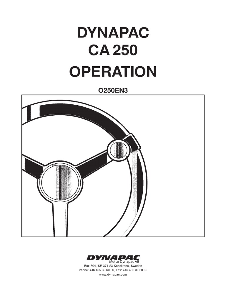 Dynapac CA 250 Vibratory Roller Operation Manual/TITLE | PDF | Manual ...
