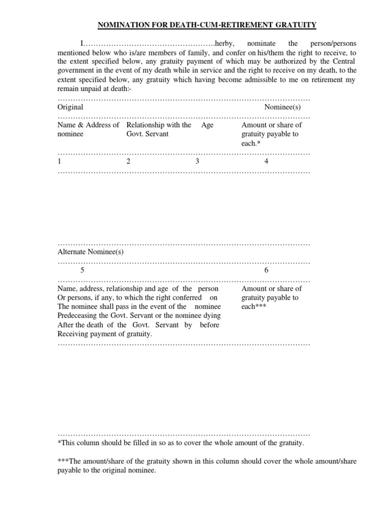 DCRG Nomination Form for Government Employees | PDF