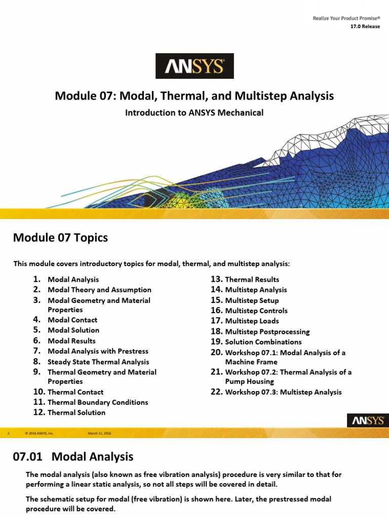 Mechanical Intro 17.0 M07 Modal Thermal and Multistep Analysis | PDF ...