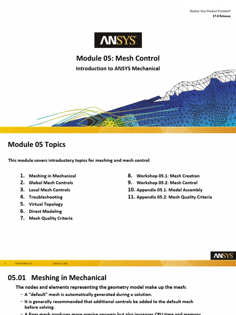Mechanical Intro 17.0 M05 Mesh Control | PDF | Geometry | Teaching ...