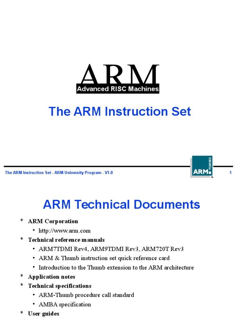 The ARM Instruction Set: Advanced RISC Machines | PDF | Arm ...