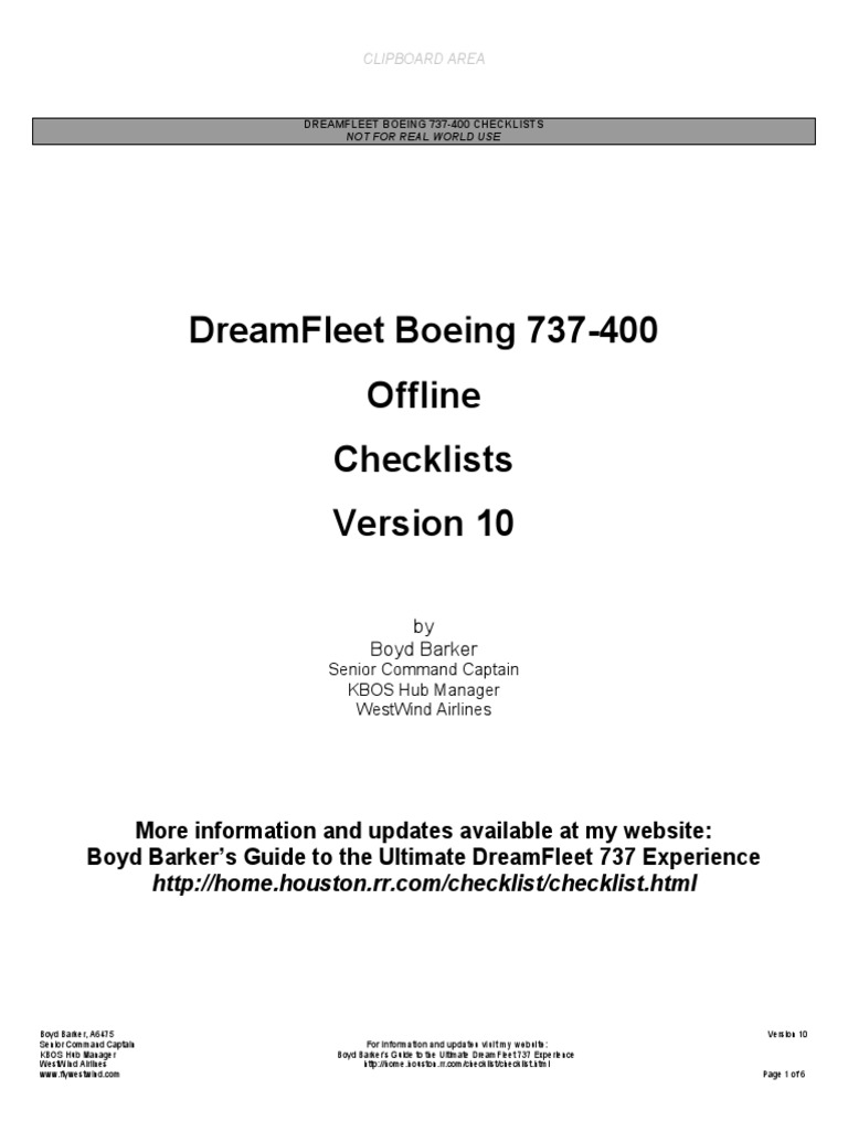 737 CL Checklist | PDF | Takeoff | Switch