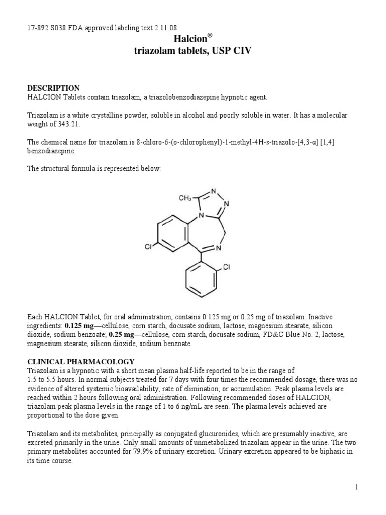 Triazolam Inserto | Benzodiazepine | Cytochrome P450