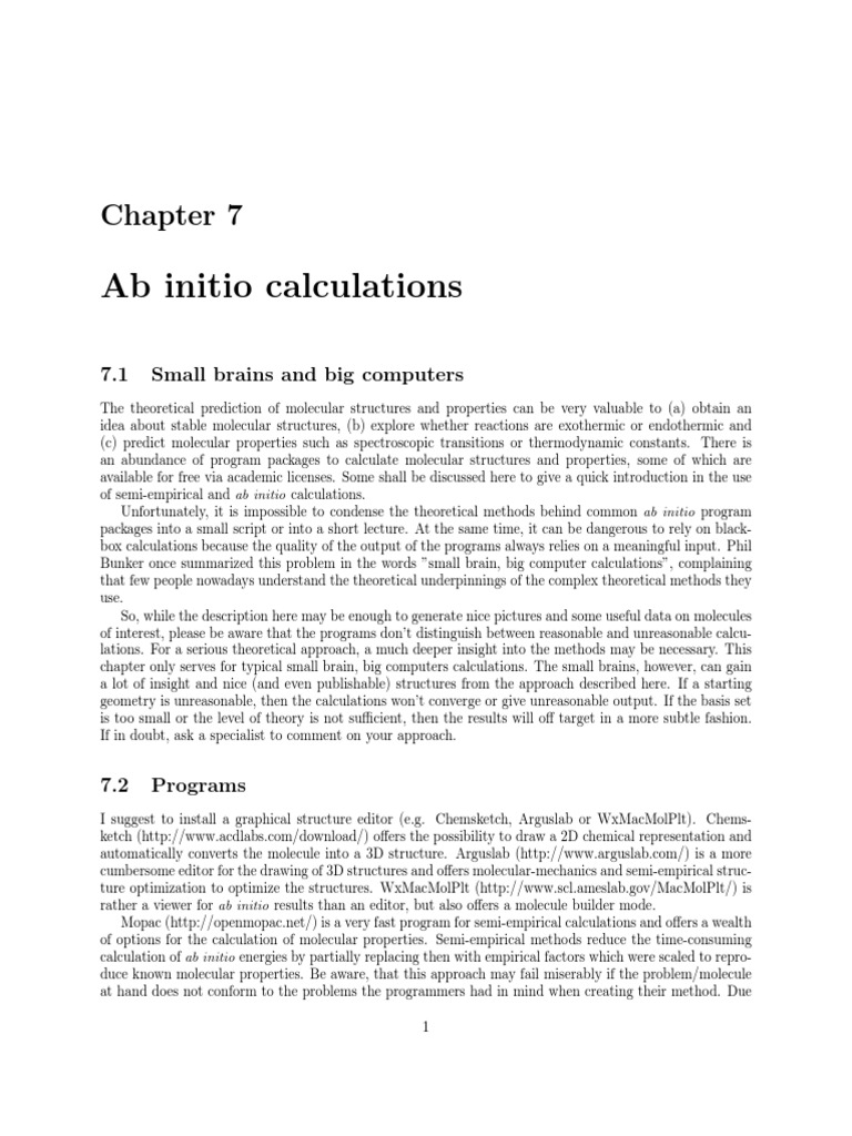 Ab Initio Calculations | PDF | Computational Chemistry | Ab Initio ...