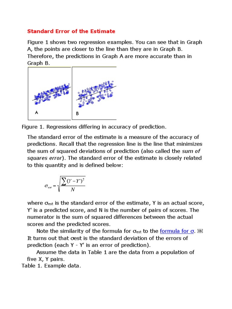 Standard Error of the Estimate Explained | PDF