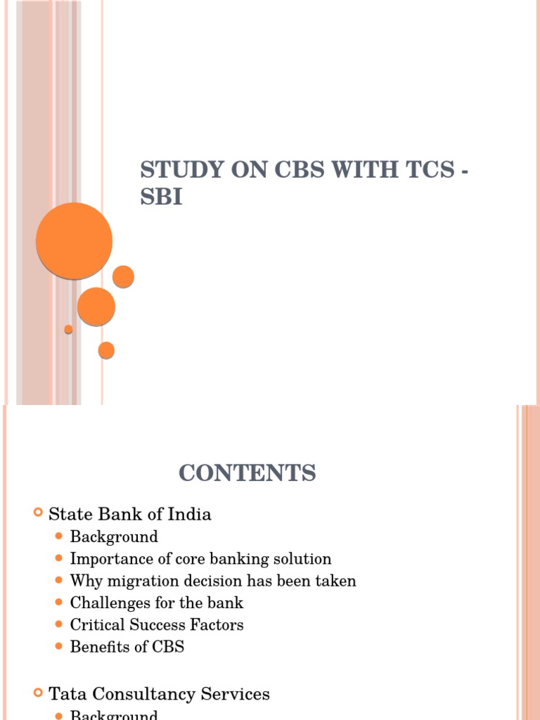 Study On Cbs With Tcs - SBI | PDF | Oracle Corporation | Databases