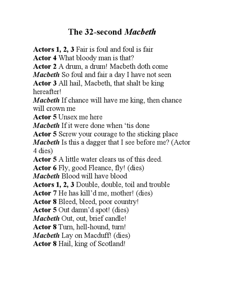 Quick Macbeth for Theater Fans | PDF