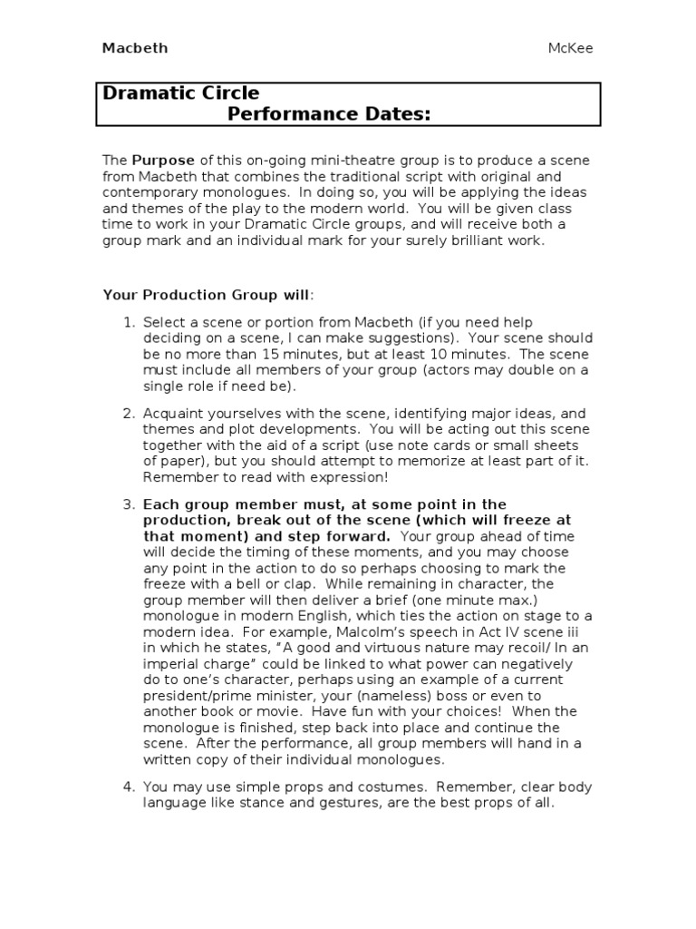 Dramatic Circle | PDF | Macbeth | Monologue