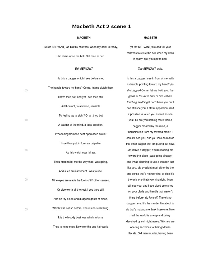 Macbeth's Dagger Soliloquy Analysis | PDF